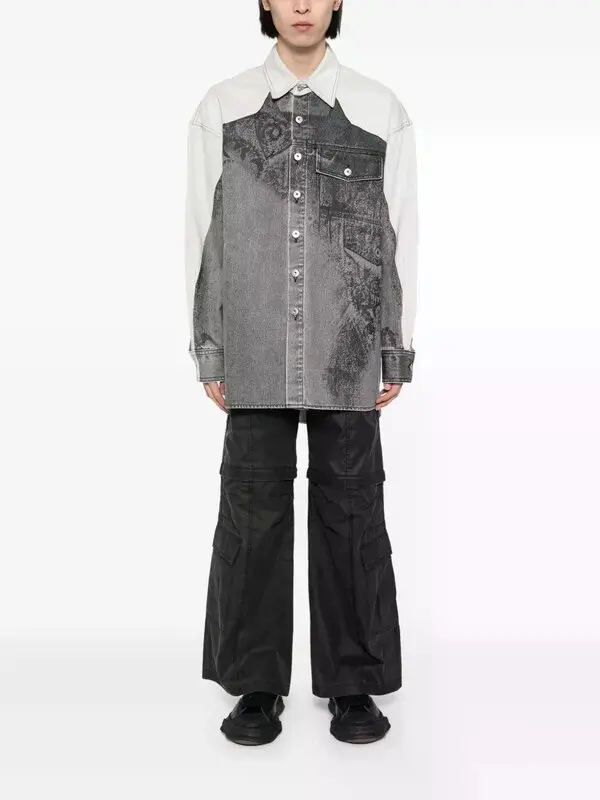 FENG CHEN WANG Printed Denim Trucker Jacket - Black