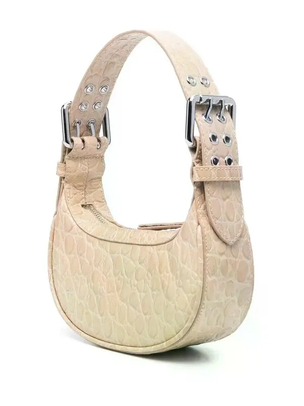 By Far Mini Soho Crocodile-embossed Shoulder Bag - Neutrals