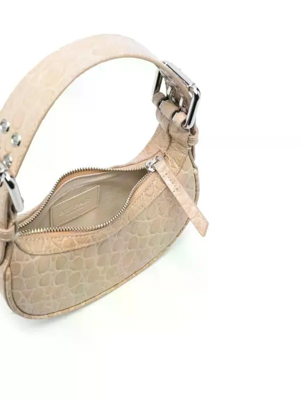 By Far Mini Soho Crocodile-embossed Shoulder Bag - Neutrals