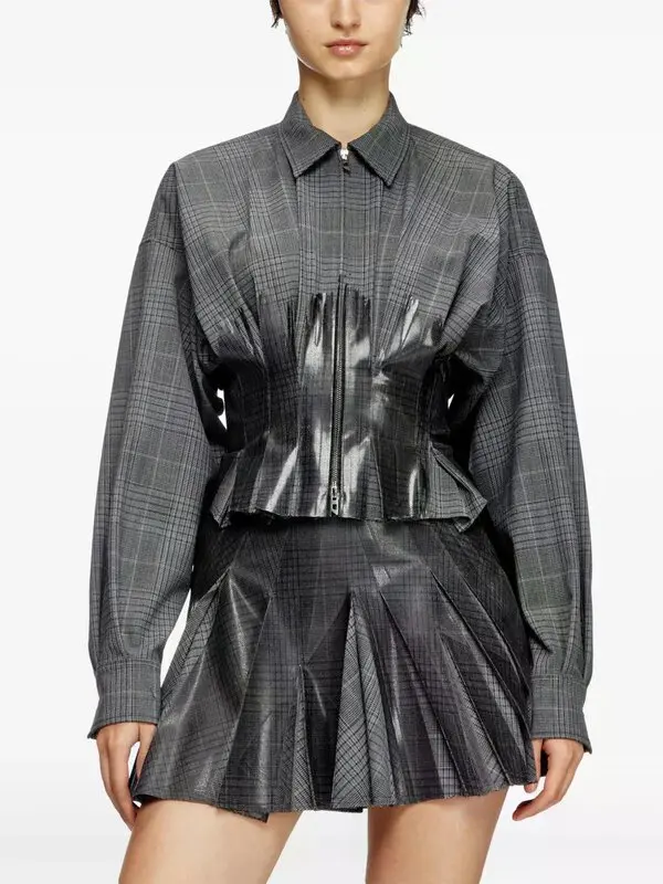 DIESEL® Checked Ruched Bodice Blouse