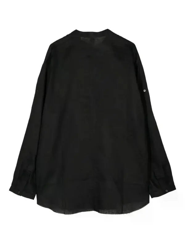 Isabel Benenato Band-collar Linen Shirt
