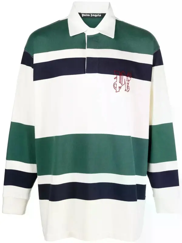 Palm Angels Striped Cotton Polo Shirt