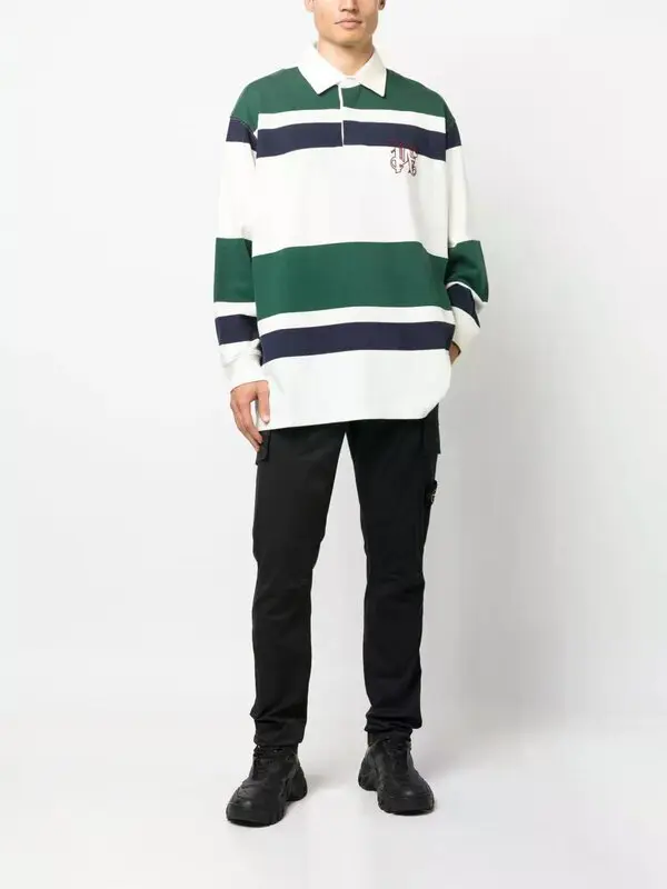 Palm Angels Striped Cotton Polo Shirt