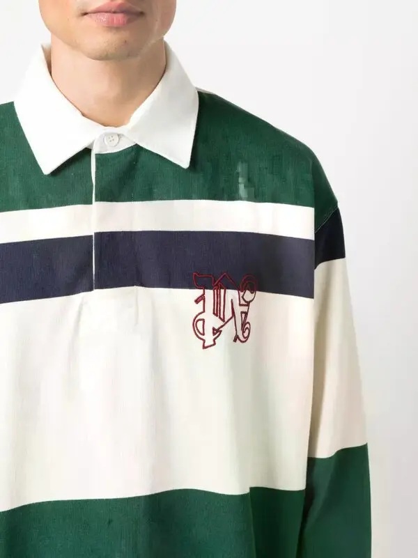 Palm Angels Striped Cotton Polo Shirt