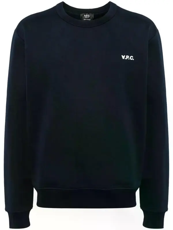 A.p.c. Flocked-logo Cotton Sweatshirt - Blue