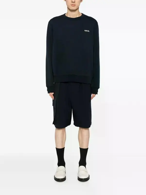A.p.c. Flocked-logo Cotton Sweatshirt - Blue