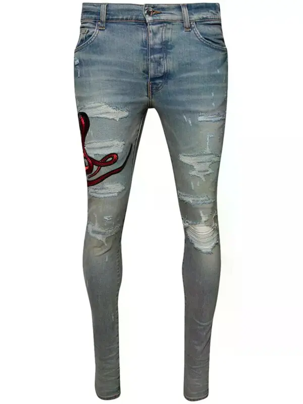 Amiri Appliqué Distressed Skinny Jeans