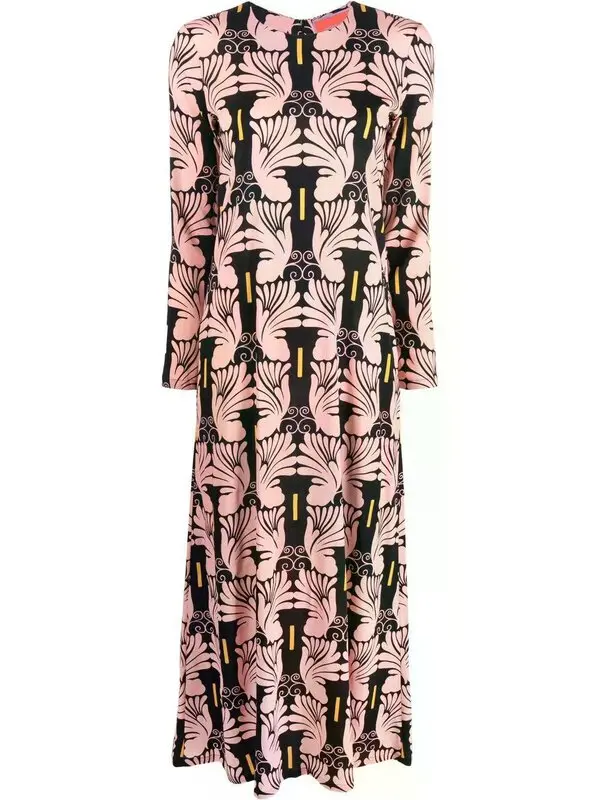 La DoubleJ Graphic-print Long-sleeved Maxi Dress - Pink