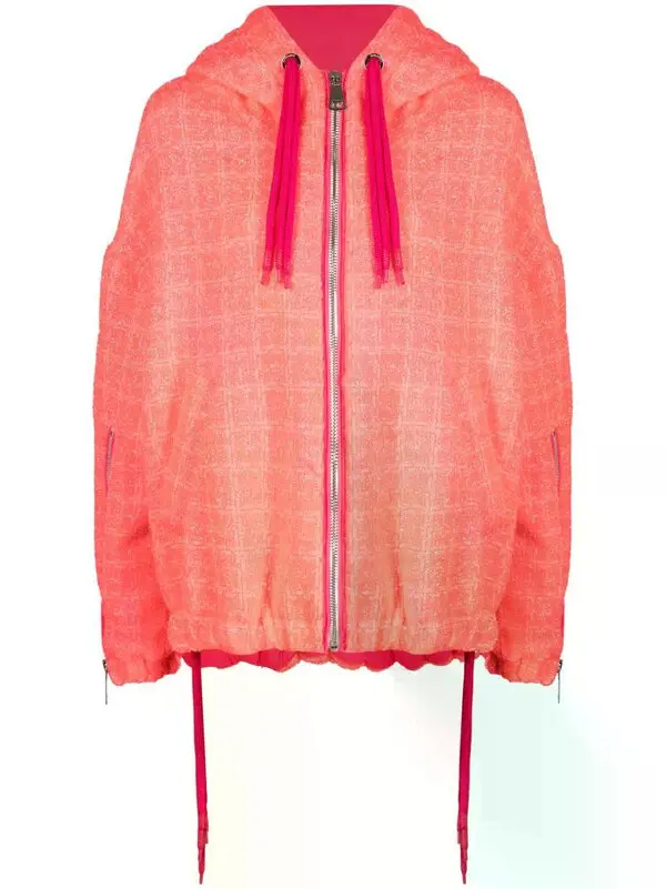 Khrisjoy Tweed Drawstring Hood Jacket - Pink