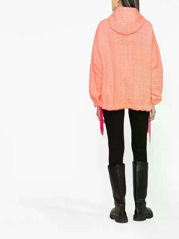 Khrisjoy Tweed Drawstring Hood Jacket - Pink