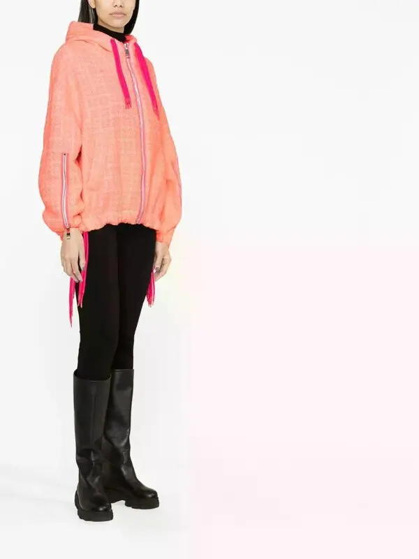 Khrisjoy Tweed Drawstring Hood Jacket - Pink