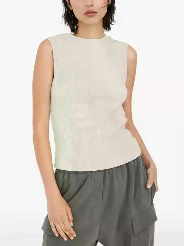 Brunello Cucinelli Cotton Tank Top With Monili Chain Detail