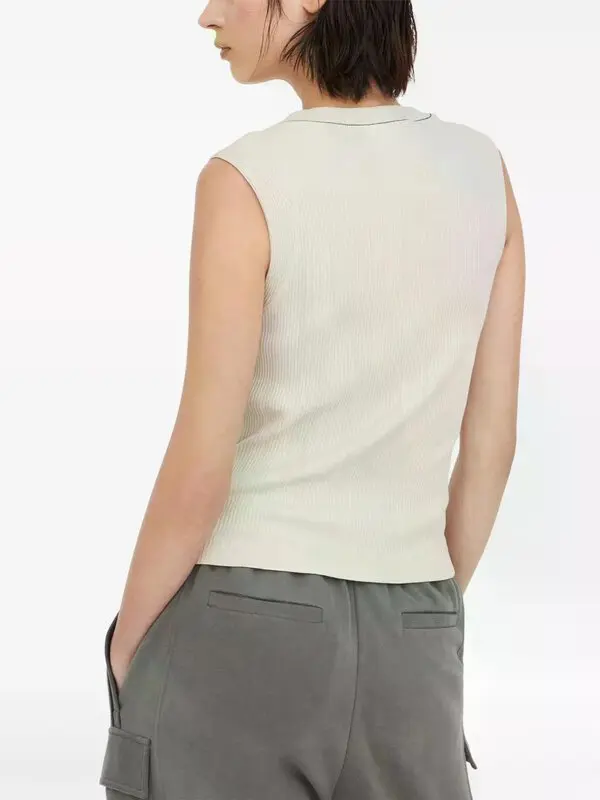 Brunello Cucinelli Cotton Tank Top With Monili Chain Detail