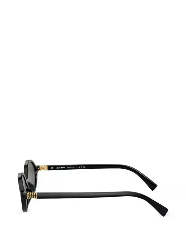 Miu Miu Logo-lettering Oval Sunglasses - Black