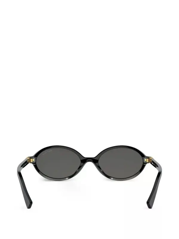 Miu Miu Logo-lettering Oval Sunglasses - Black