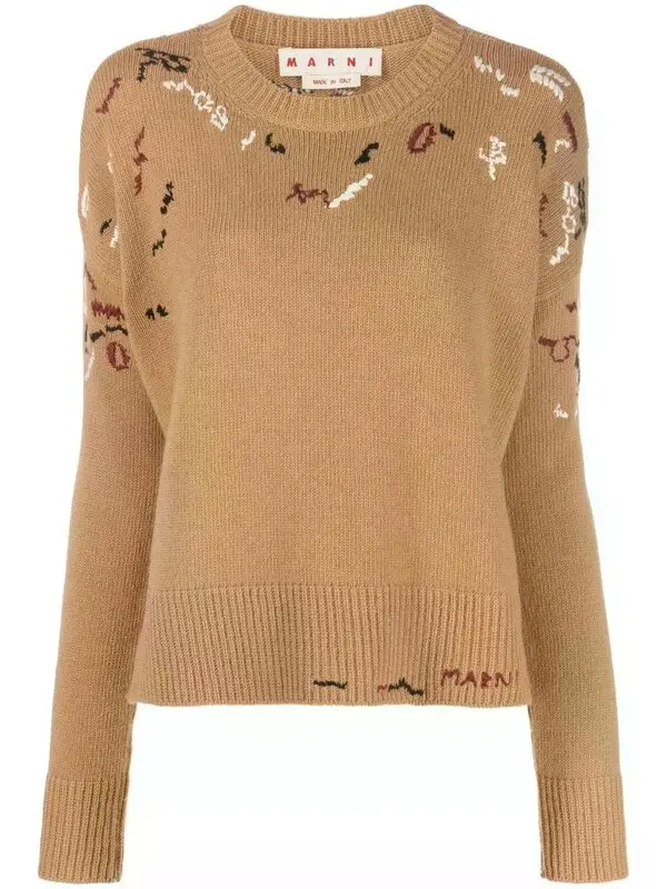 Marni Embroidered Round Neck Jumper