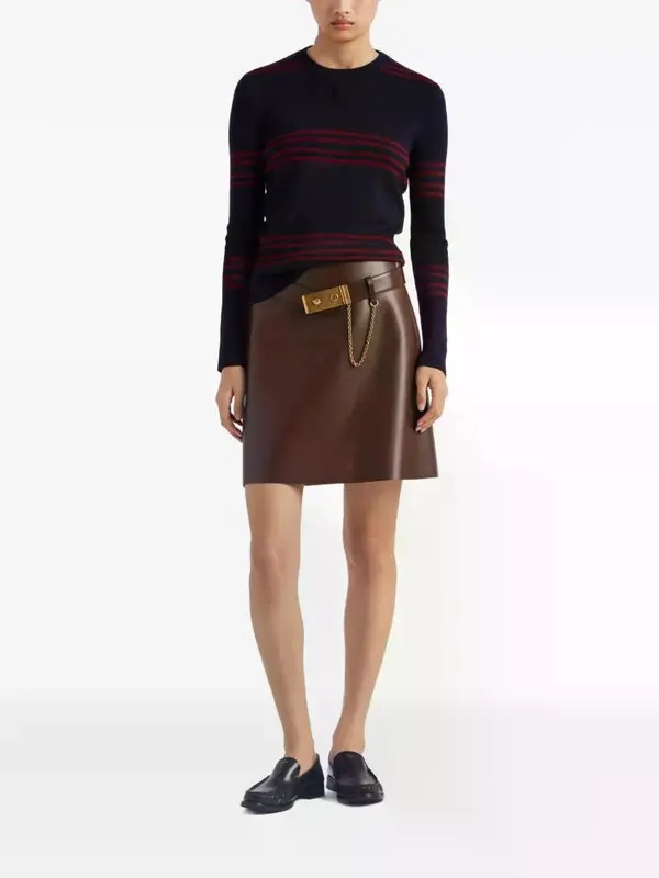Prada Belted Leather Mini Skirt