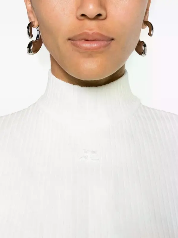 COURREGES Mock-neck Ribbed Top