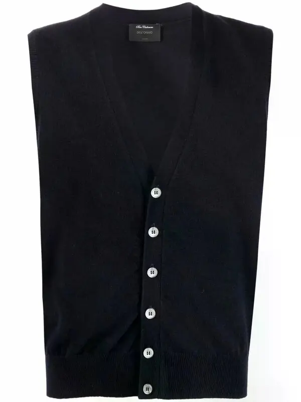 DELL'OGLIO V-neck Cashmere Vest - Blue