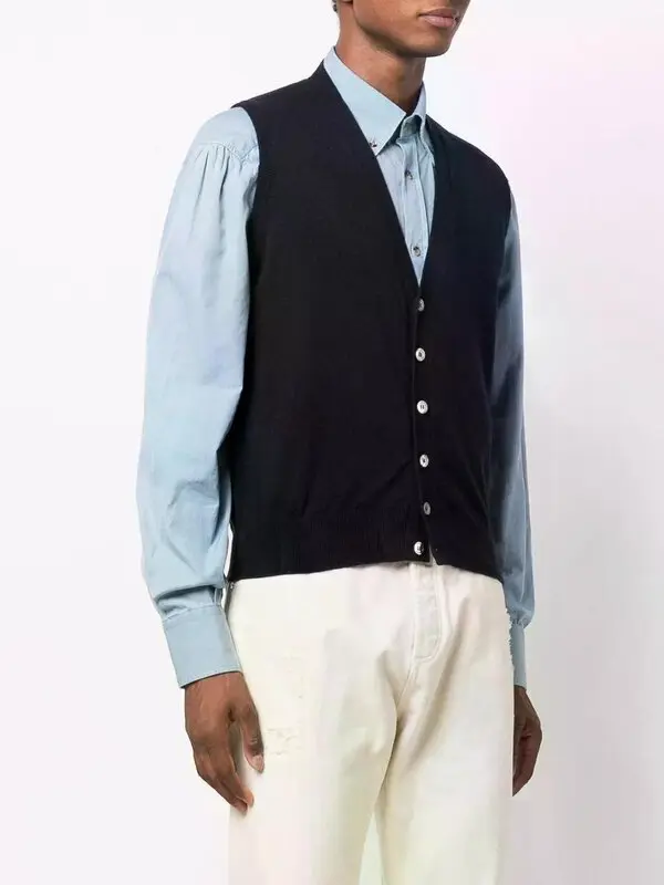 DELL'OGLIO V-neck Cashmere Vest - Blue