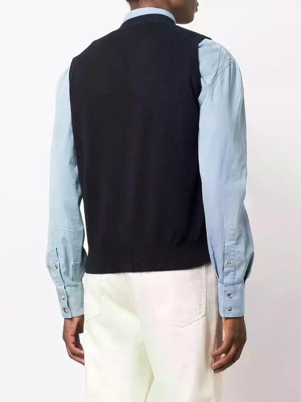 DELL'OGLIO V-neck Cashmere Vest - Blue