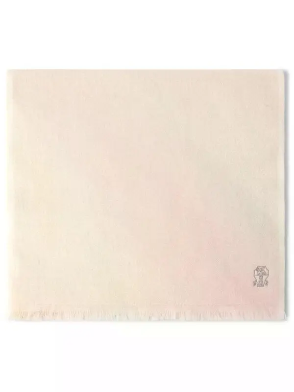 Brunello Cucinelli Logo-embroidered Cashmere Scarf - Neutrals