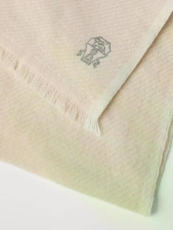 Brunello Cucinelli Logo-embroidered Cashmere Scarf - Neutrals