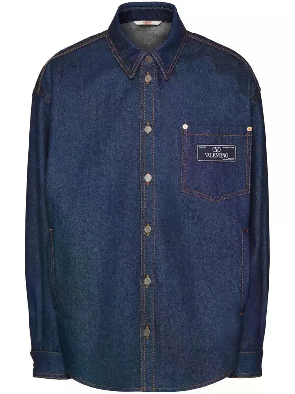 Valentino Garavani Logo Appliqué Denim Shirt