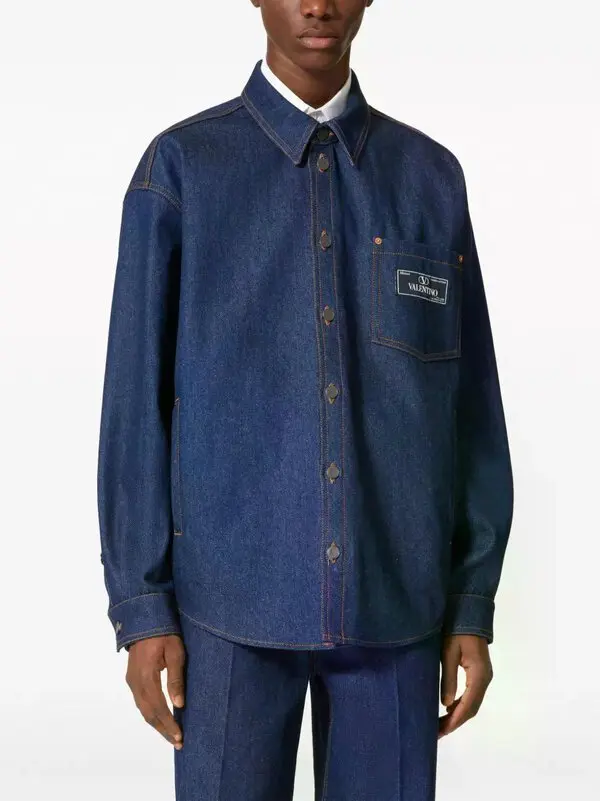 Valentino Garavani Logo Appliqué Denim Shirt