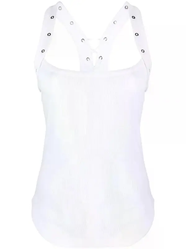 Attico Ribbed-knit Tank Top With Eyelet Embellishments - White