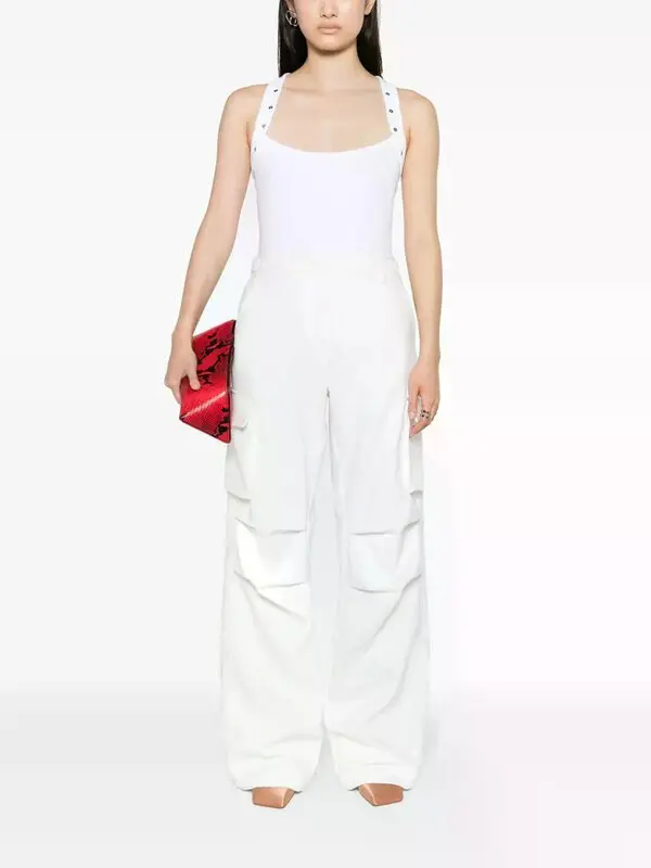 Attico Ribbed-knit Tank Top With Eyelet Embellishments - White