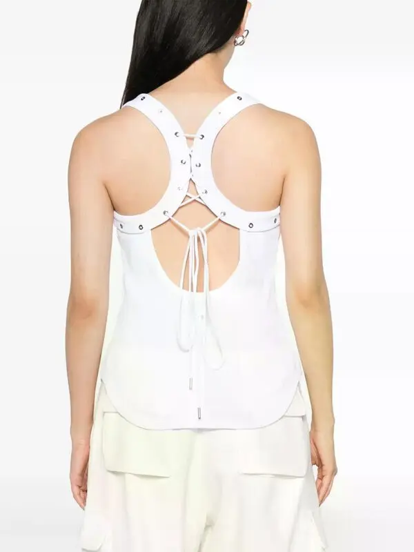 Attico Ribbed-knit Tank Top With Eyelet Embellishments - White