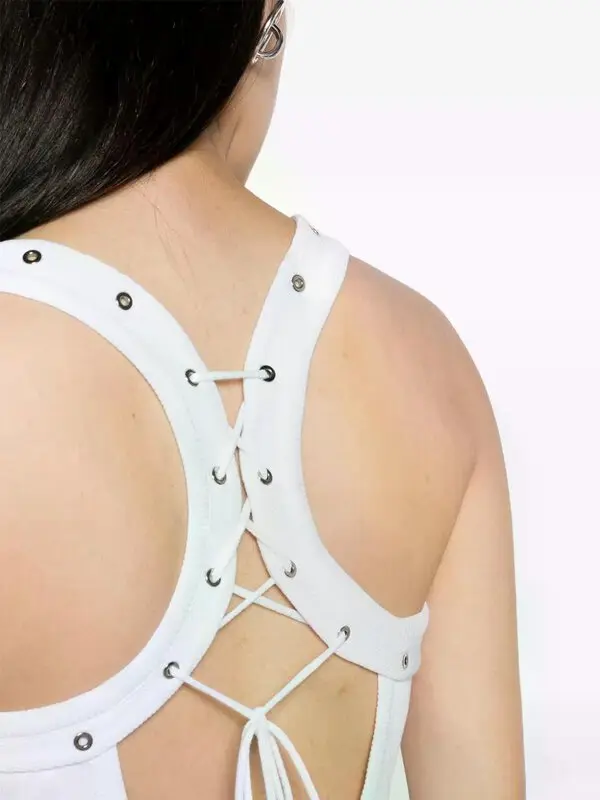 Attico Ribbed-knit Tank Top With Eyelet Embellishments - White