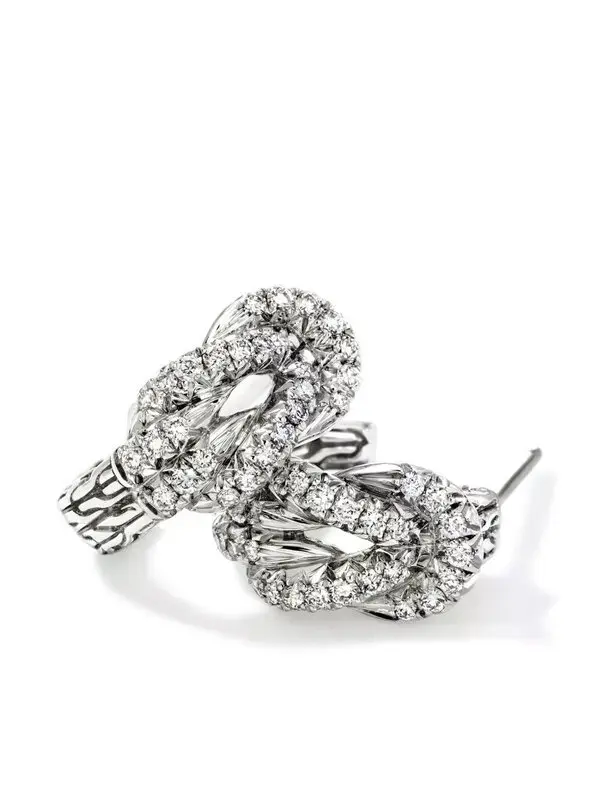 John Hardy Sterling Love Knot Diamond Earrings