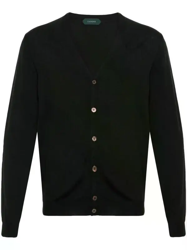ZANONE Fine-knit V-neck Cardigan - Black