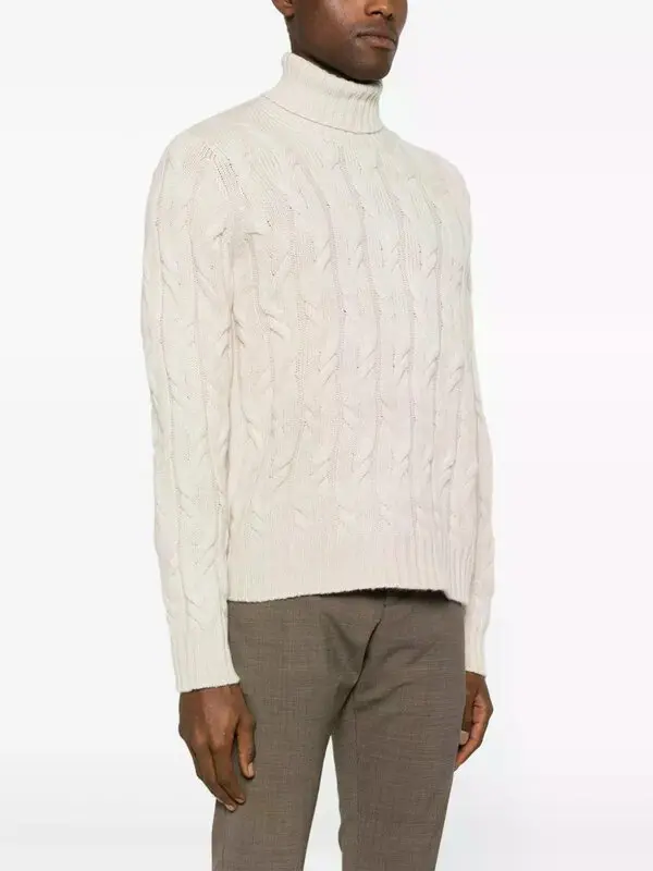 DRUMOHR Cashmere Cable Knit Turtleneck Sweater