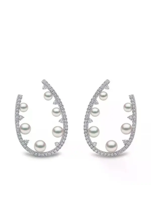 Yoko London 18kt White Gold Akoya Pearl And Diamond Earrings - Silver