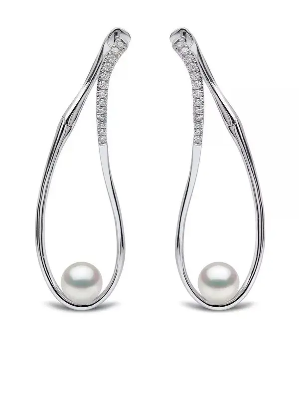 Yoko London 18kt White Gold Akoya Pearl And Diamond Earrings - Silver