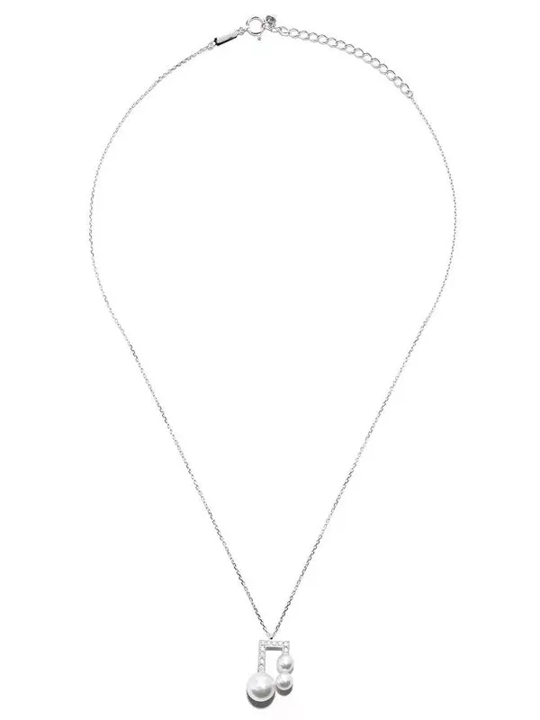 TASAKI 18kt White Gold Akoya Pearl And Diamond Pavé Pendant - Silver