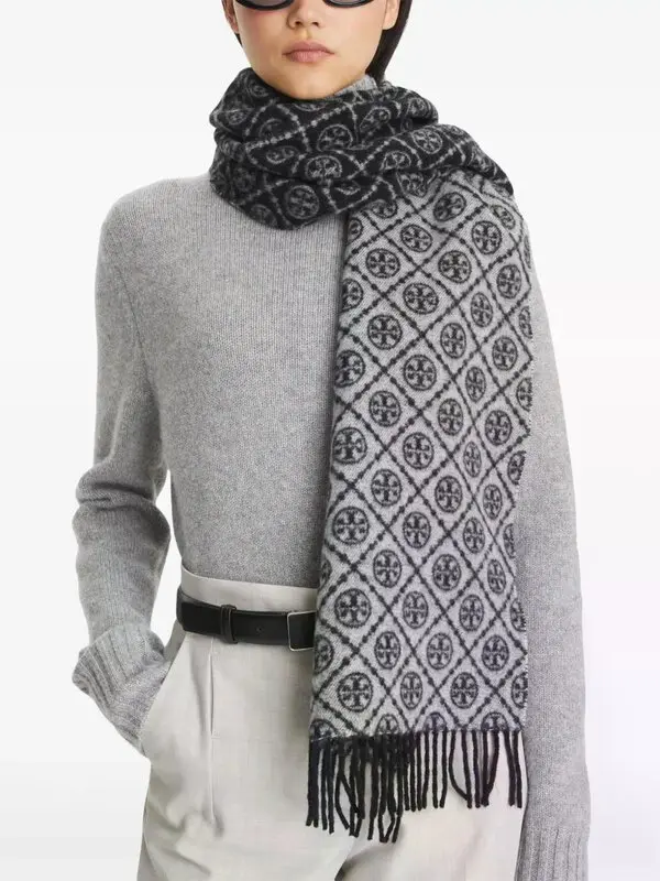 Tory Burch T Monogram Scarf - Black
