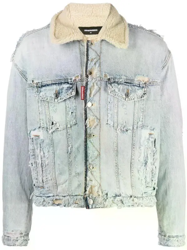 Dsquared2 Distressed Denim Jacket - Blue