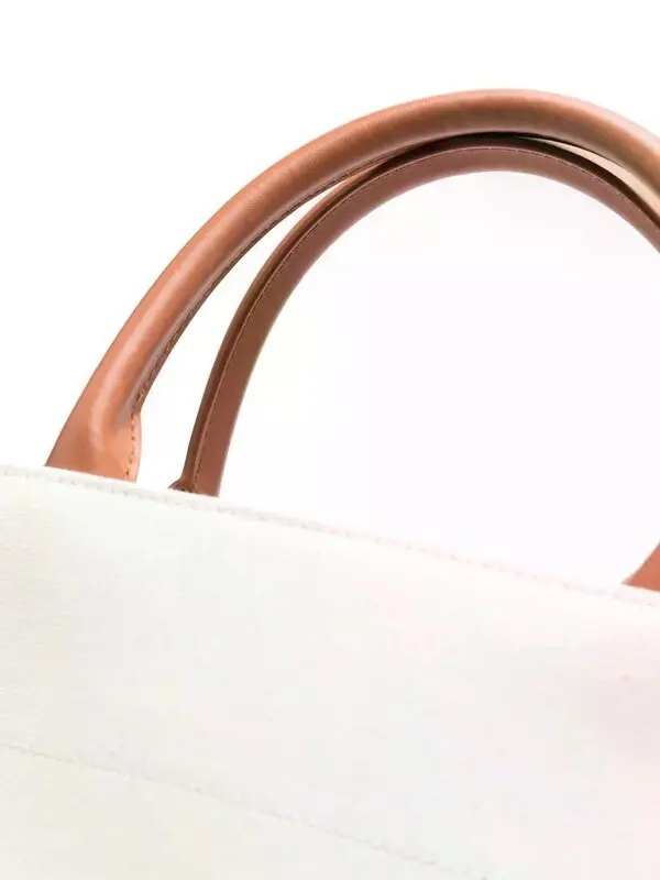 LANVIN Logo-print Leather Tote Bag - Neutrals