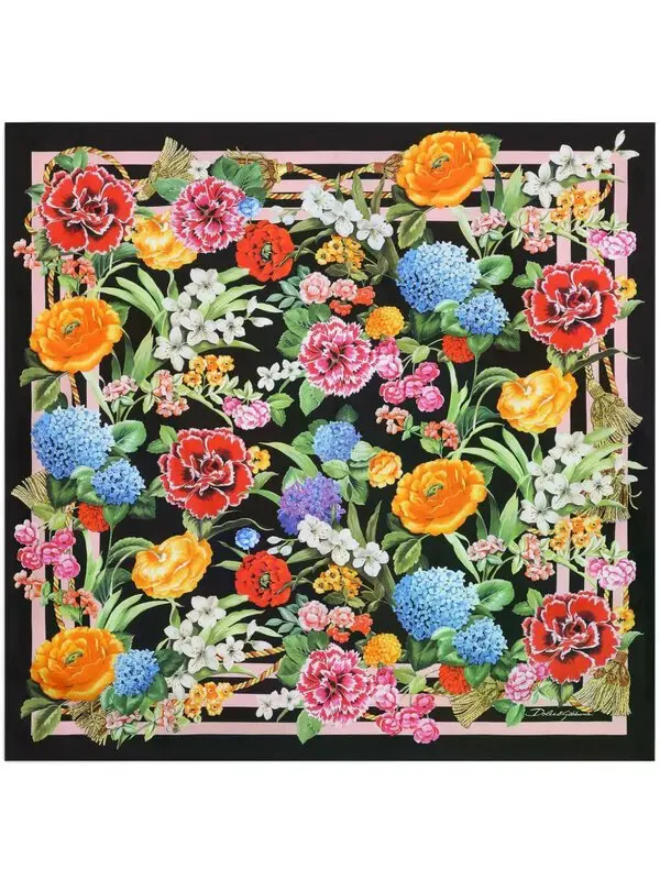 Dolce & Gabbana Floral-print Foulard - Black