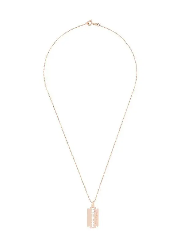 TRUE ROCKS Rose Gold Plated Razor Pendant Necklace - Metallic