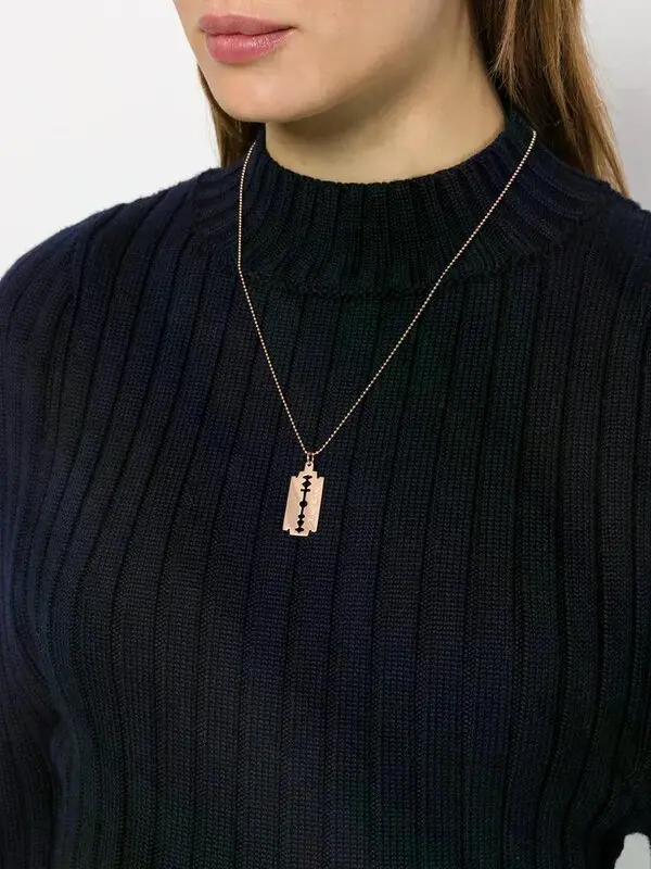 TRUE ROCKS Rose Gold Plated Razor Pendant Necklace