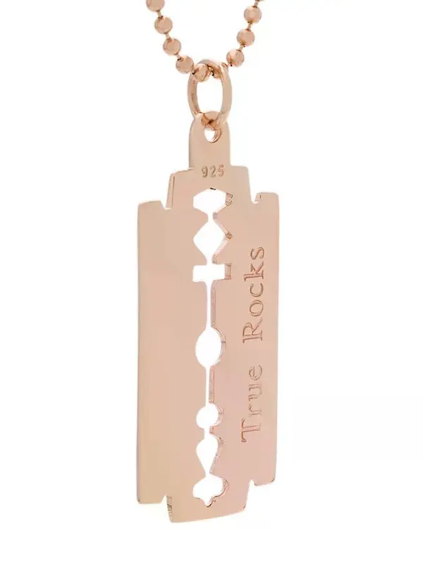 TRUE ROCKS Rose Gold Plated Razor Pendant Necklace