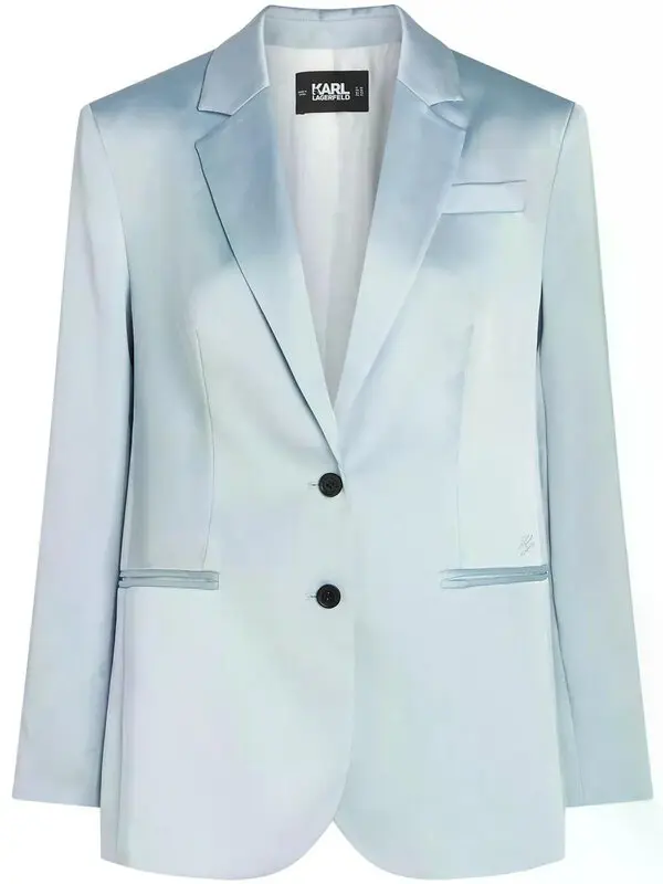 Karl Lagerfeld Single-breasted Satin Blazer - Blue