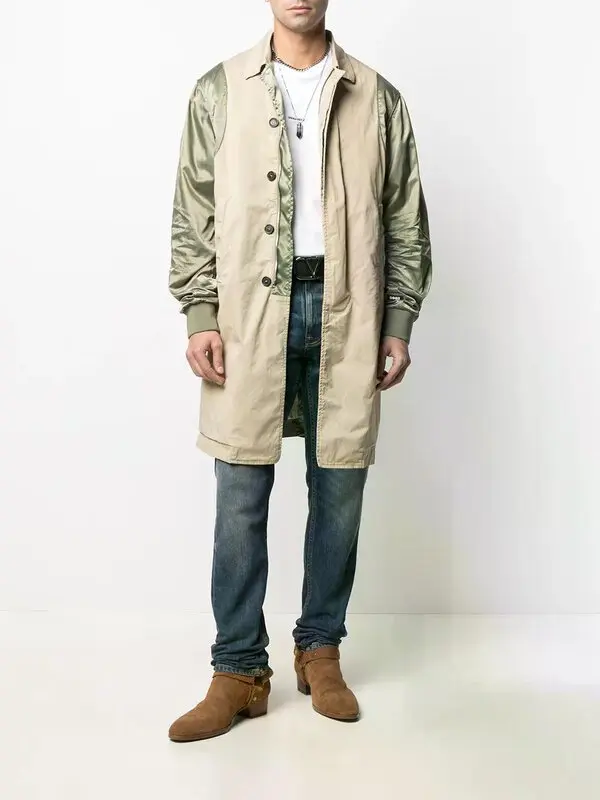 Dsquared2 Contrast-sleeve Single-breasted Coat
