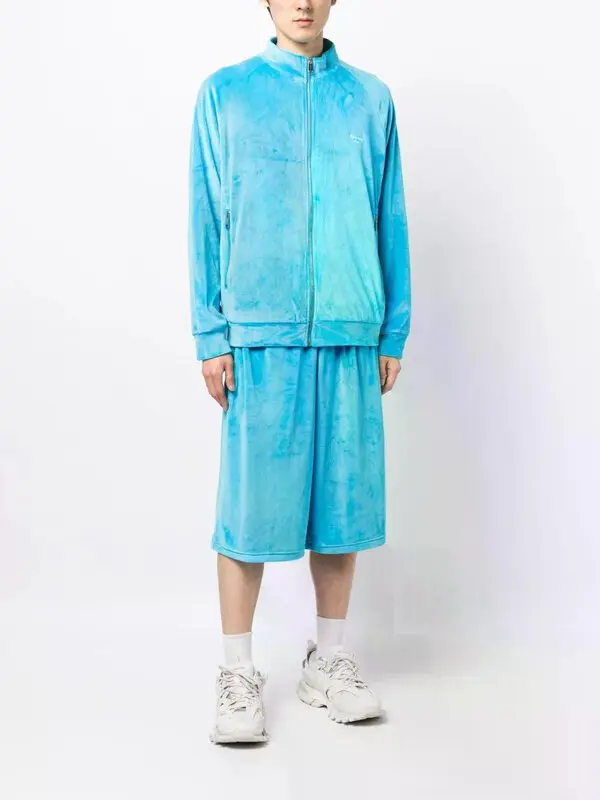 TEAM WANG DESIGN Brushed-effect Drawstring Bermuda Shorts - Blue