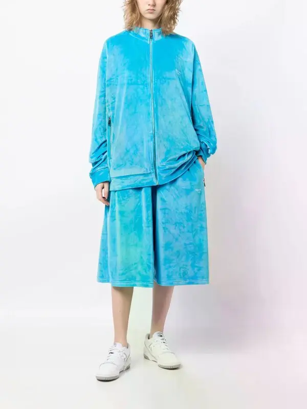 TEAM WANG DESIGN Brushed-effect Drawstring Bermuda Shorts - Blue